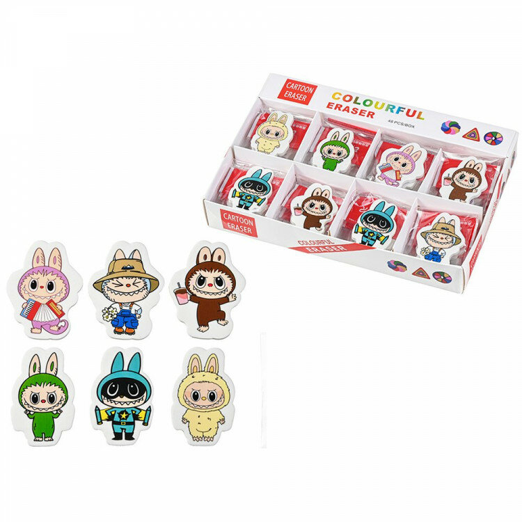 Ластик фигурный Mazari Зубастик ассорти арт. M-1412. Количество в наборе 6 шт.