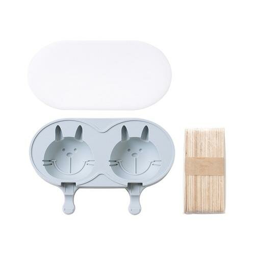 Мультфильм Двойное / Котенок / Кролик Мороженое Силиконовая форма DIY Креативные ледяные палочки ручной работы Самодельные диски 20 деревянных палочек / Мороженое машина (20.5 * 13.2 * 3.4 см, синий)