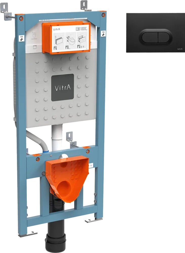 Комплект Инсталляция VitrA V12 762-5800-01 / Кнопка Loop 740-0511 цвет матовый черный