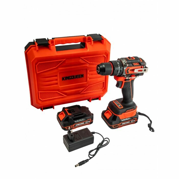 Шуруповерт бесщеточный ударный KINGQUEEN 21В, патрон 10мм, 2 АКБ, KQ-903D