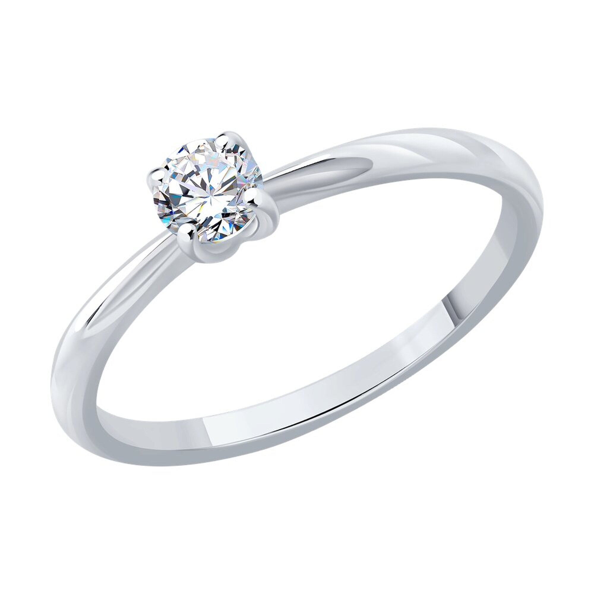 Кольцо, серебро, 925 проба, родирование, бриллиант выращенный