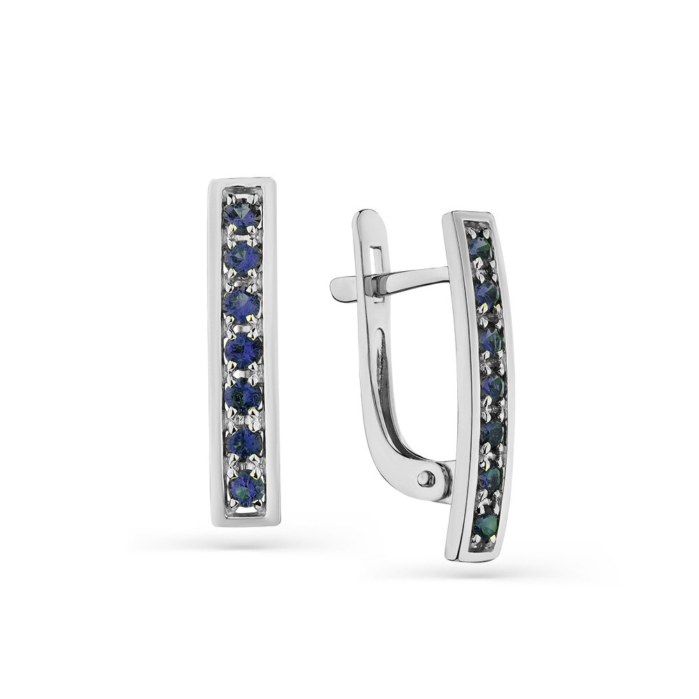 Серьги, белое золото, 585 проба, сапфир