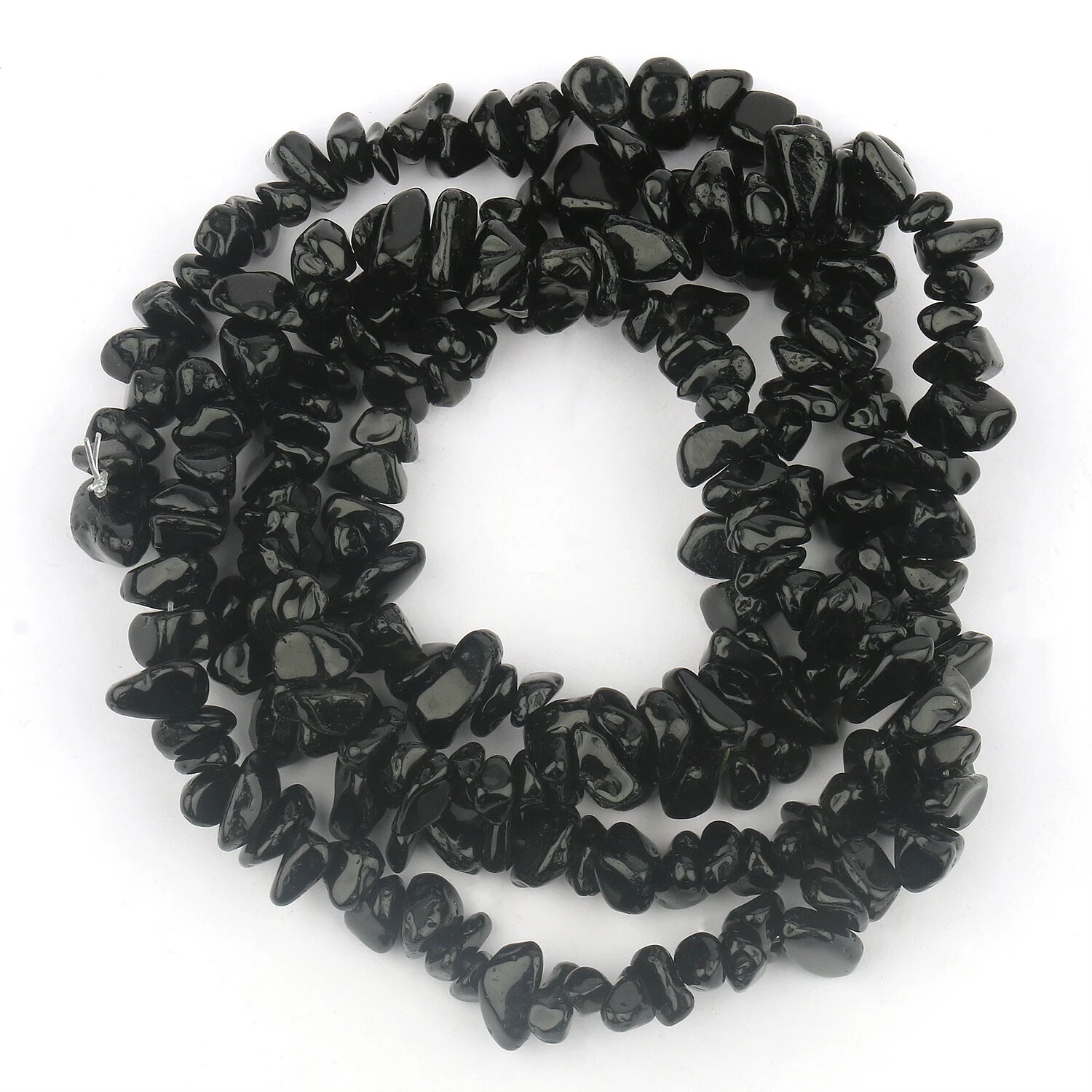 Черный агат бусы, Style 39, 3-5 мм