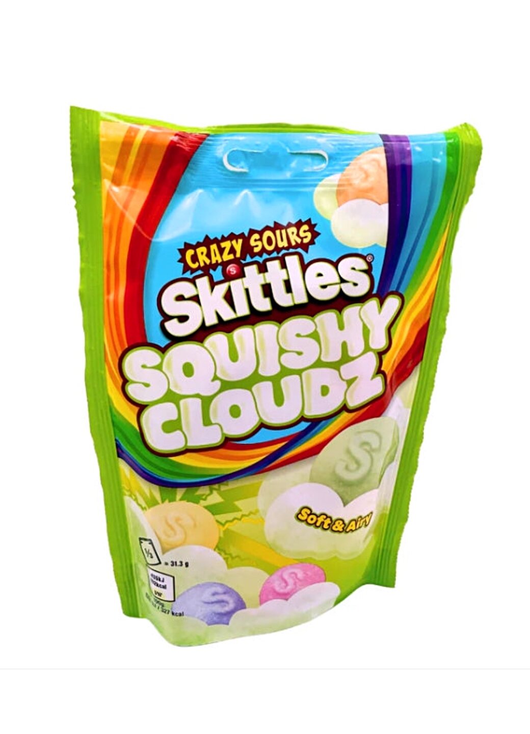 Драже конфеты жевательные Skittles Squishy Cloudz Crazy Sour / Скитлс мягкие и кислые, 94гр