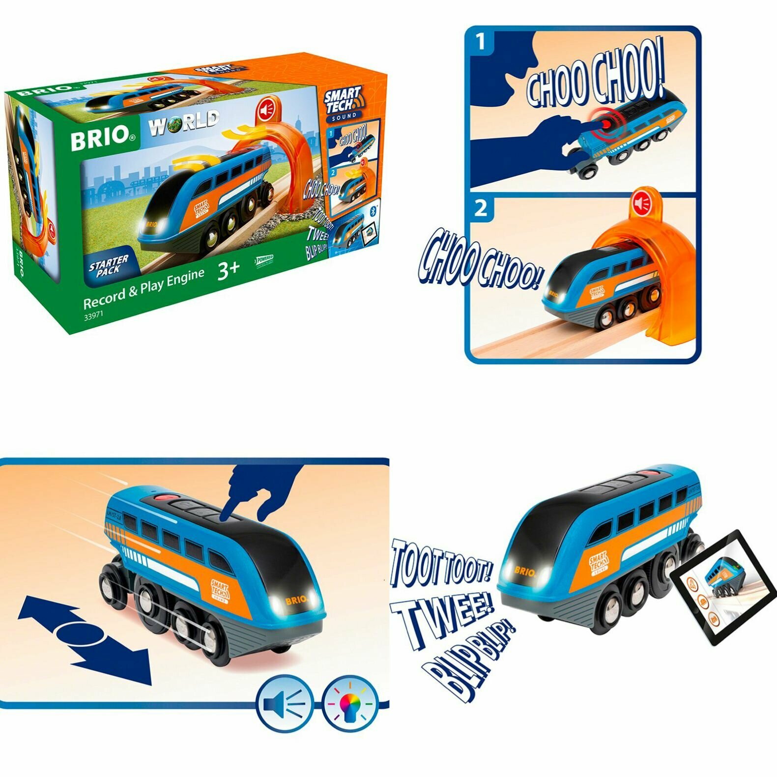 BRIO 33971 Smart Tech Sound Поезд с интерактивным тоннелем и записью звука
