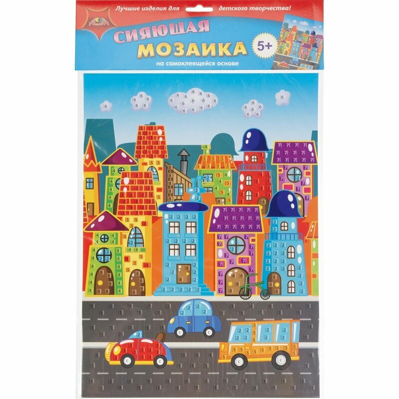 Мозаика самокл. сияющая из мягк. пласт. А3 Яркий город С2258-25
