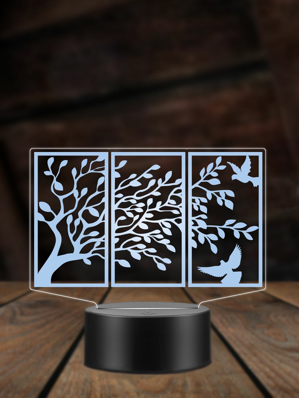 Ночник Дерево и Птицы, ночная лампа, 3Д светильник, панно