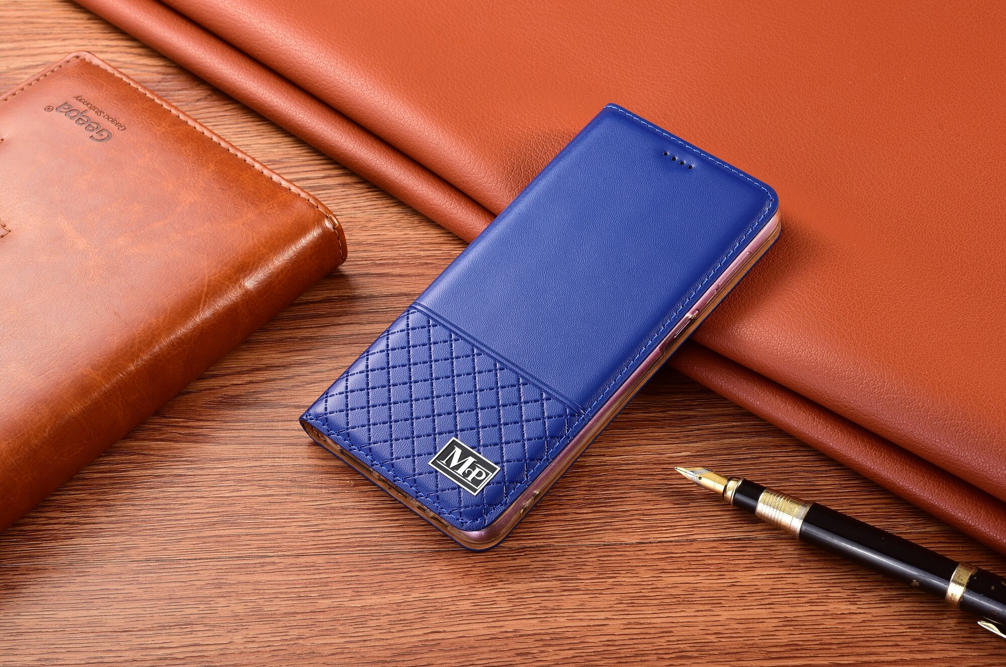 Чехол-книжка MyPads Premium Immagine для Nokia X30 5G из импортной натуральной кожи дорогой элитный с элегантной стеганой прошивкой синий. Только в.