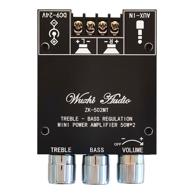 ZK-502MT Bluetooth-совместимая Плата Усилителя сабвуфера 5.0, Плата Стереоусилителя высокой мощности звука 2.0 канала, Плата басового усилителя