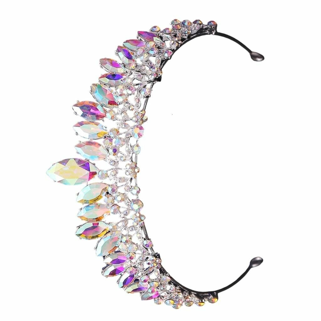 Европейская и американская свадебная хрустальная корона-цветные бриллианты AB на серебряном фоне