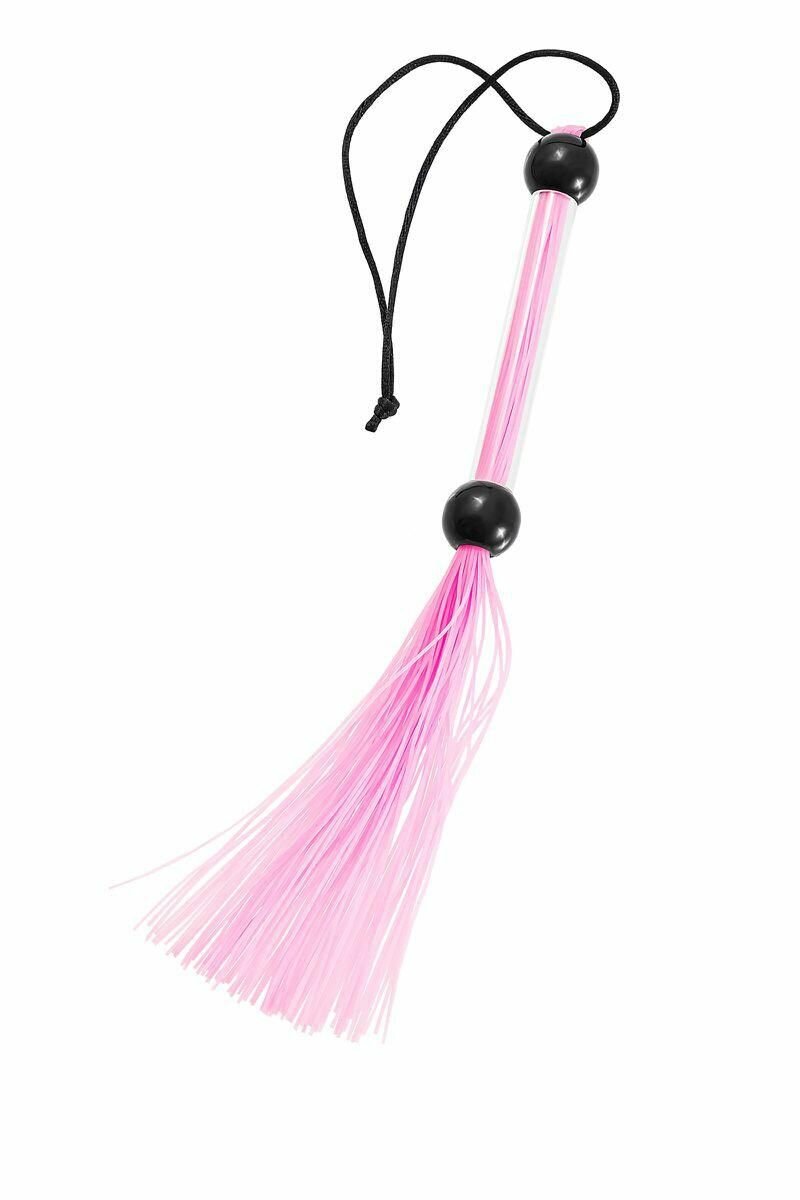 Флоггер с резиновыми хвостами, нежно-розовый, 28 см (в пакете)