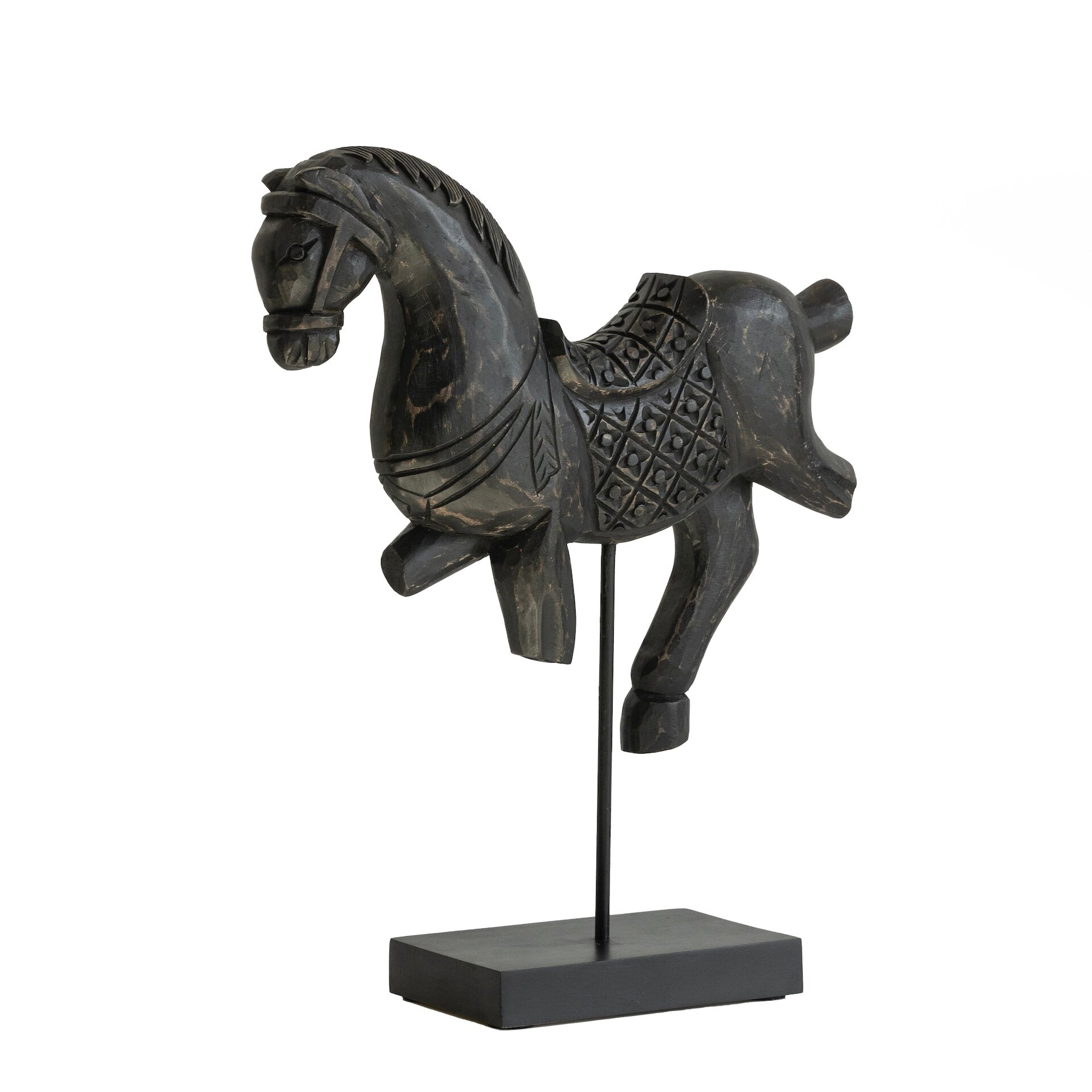 Декор для интерьера деревянный, фигурка лошадь гхода ЧАР