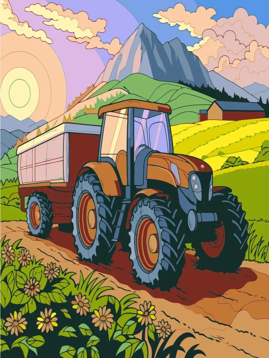 Картина по номерам трактор