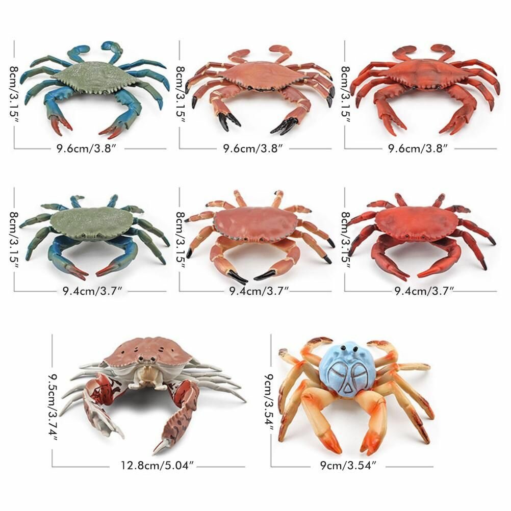 8 предметов реалистичных фигурок морских животных, статическая фигурка краба, образовательные модели, украшение для рабочего стола, 9,6*8 см
