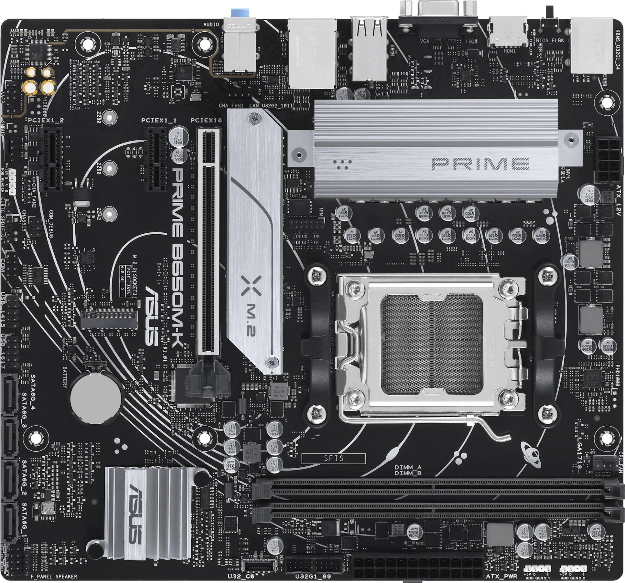 ASUS PRIME B650M-K (Socket AM5, mATX, 2xDDR5(96GB), VGA/HDMI