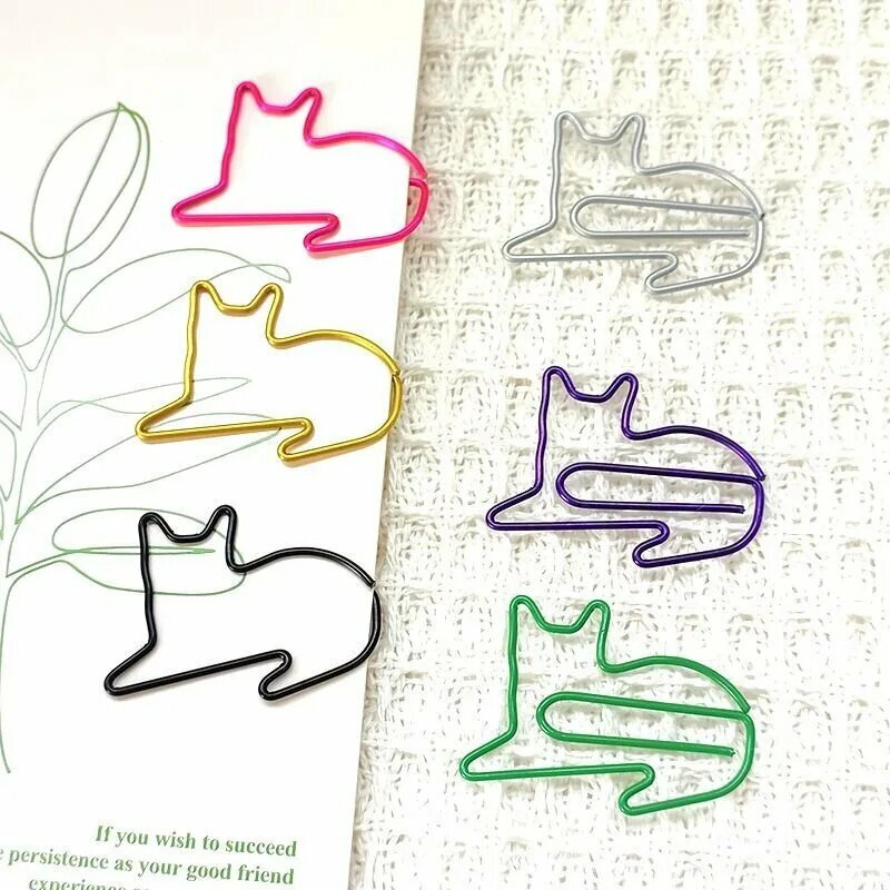 Скрепки фигурные 40 шт кошки цветные закладки книга офис школа канцелярия подарок учителю ученику набор