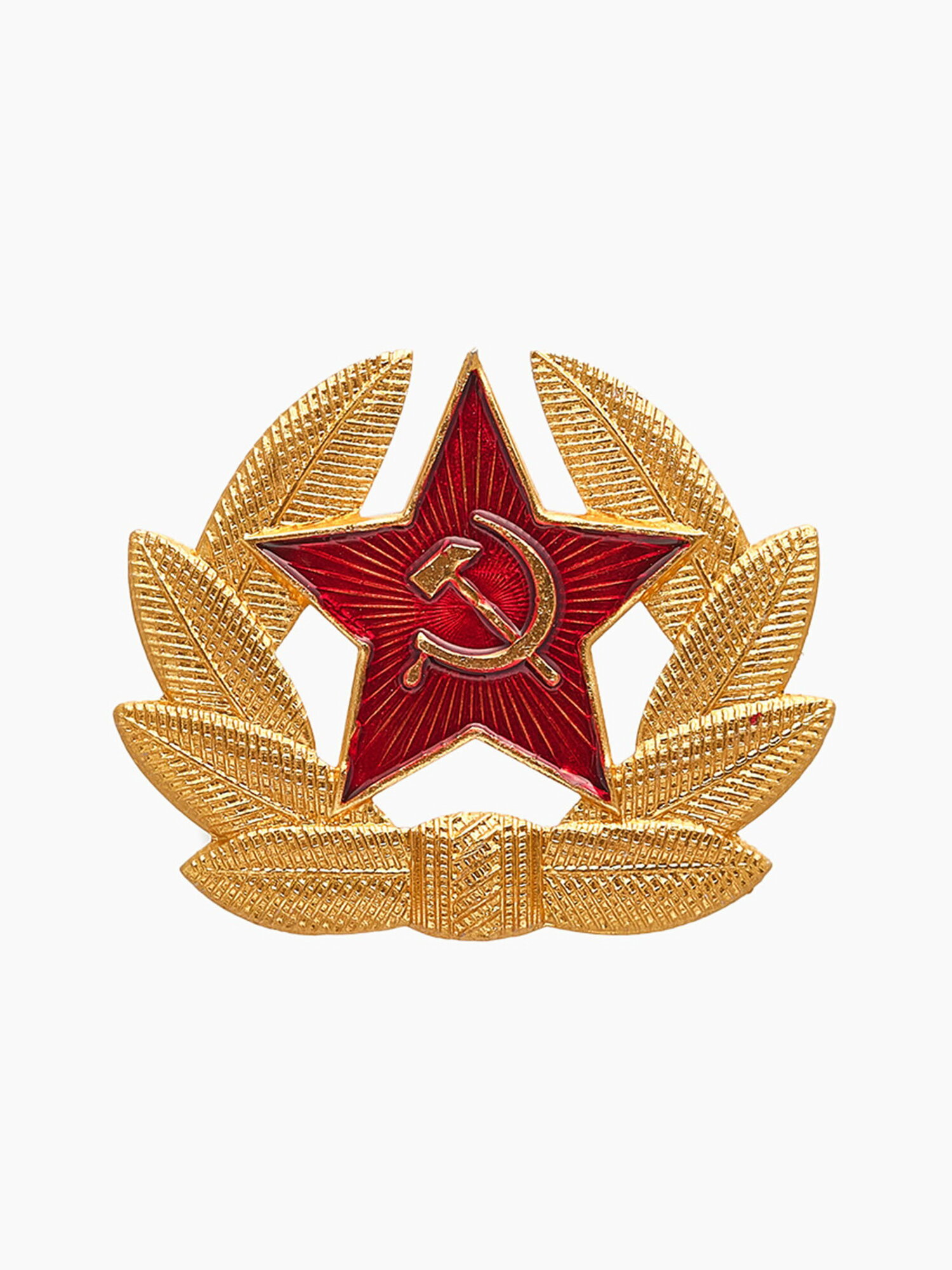 Значок "Кокарда" Советской армии, красный в золоте, тематика праздника: 9 мая, 10 шт.