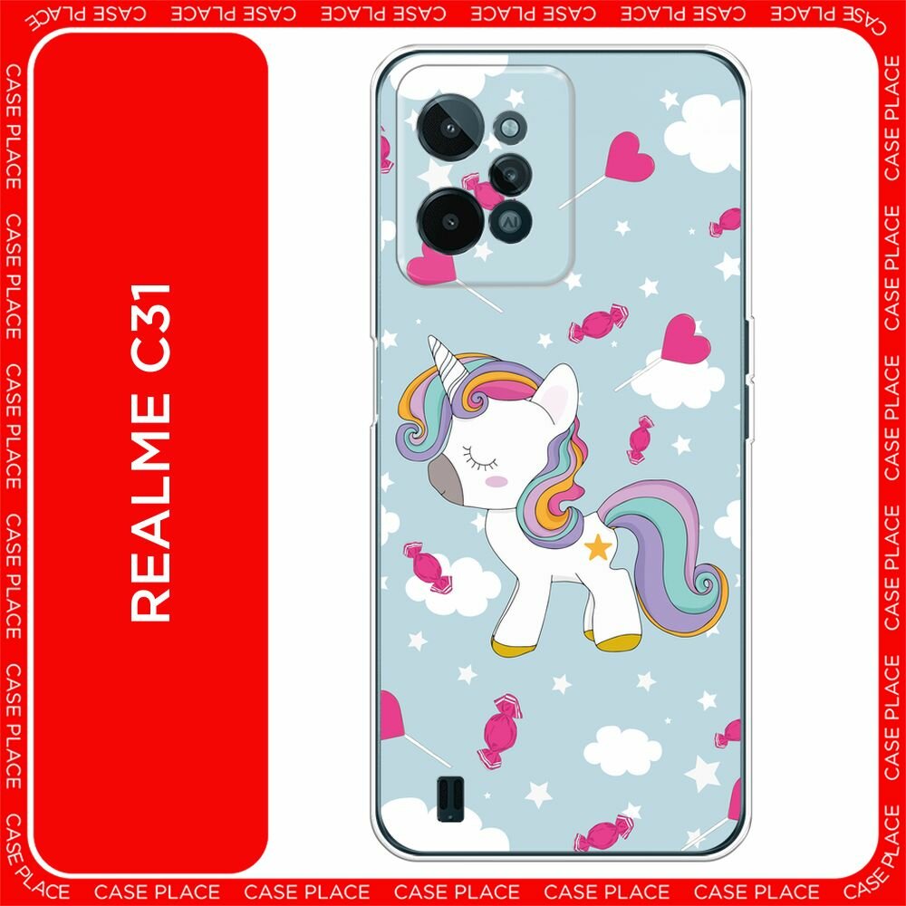 Чехол на Realme C31 / Реалми C31 с принтом "Сладкий единорожек"