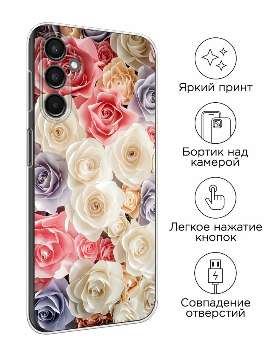 Чехол на Samsung Galaxy A24 / Самсунг Галакси A24 с принтом "Пастельные розы" — фото 1