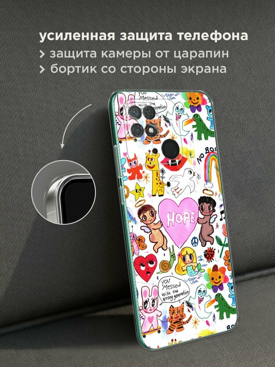 Чехол на Xiaomi Redmi 10C / Сяоми Редми 10C с принтом "Милые рисунки" — фото 1