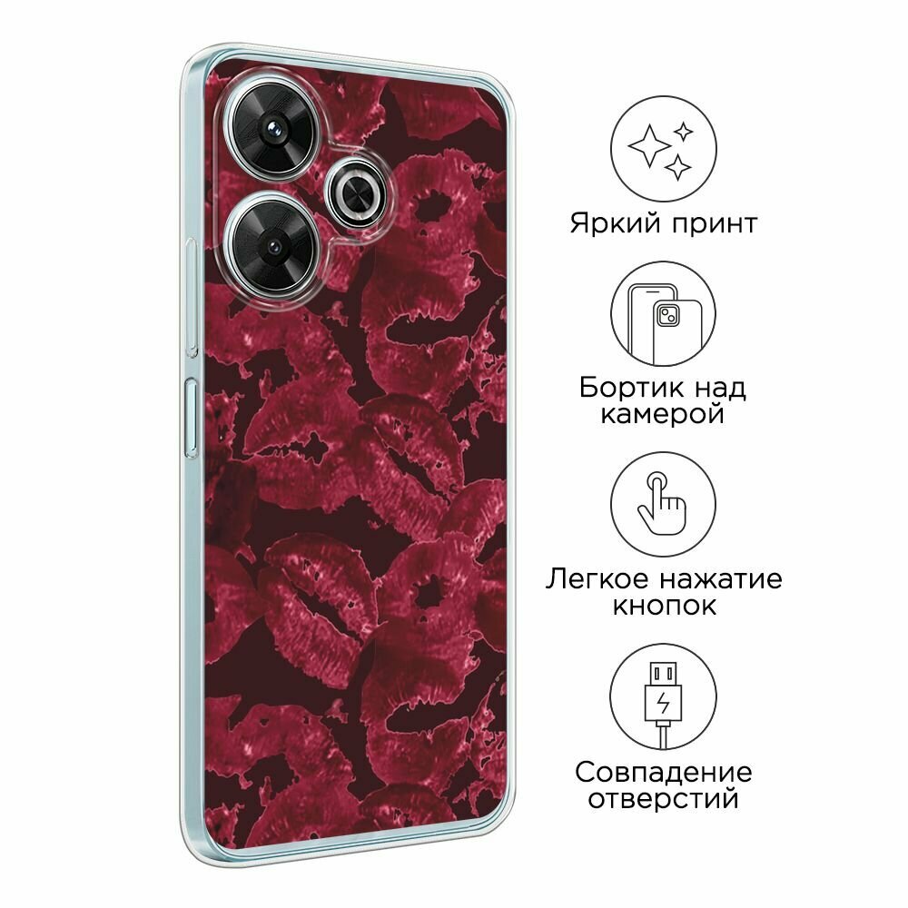 Чехол на Xiaomi Redmi Note 13R/Redmi 13/Poco M6 4G/M6 Plus / Сяоми Редми Ноут 13R/Редми 13 с принтом Помада паттерн 1 — фото 1
