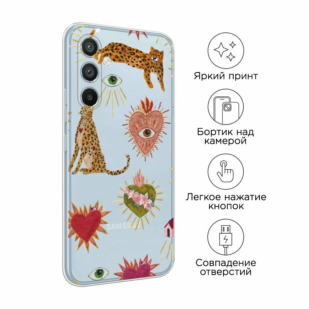 Чехол на Samsung Galaxy A54 / Самсунг A54 с принтом "Сюрреализм паттерн", прозрачный — фото 1