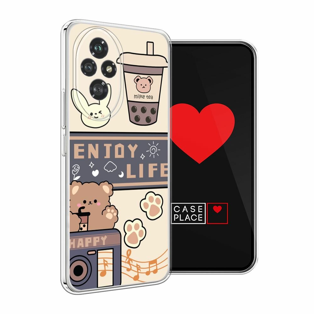 Силиконовый чехол на Honor 200 / Хонор 200 с принтом "Enjoy life 1" — фото 1
