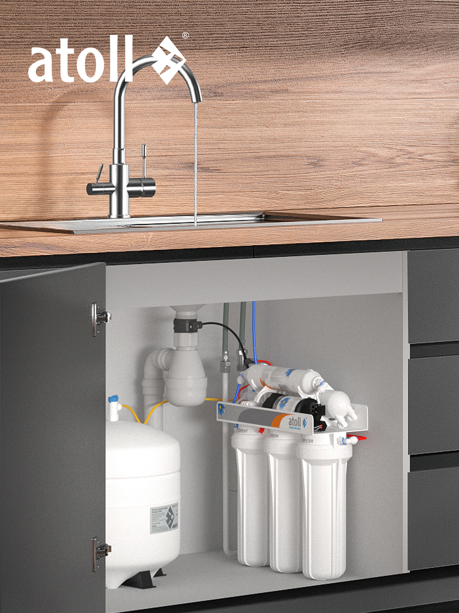 Обратный осмос atoll A-550p STDA (без крана) с насосом, фильтр для очистки воды
