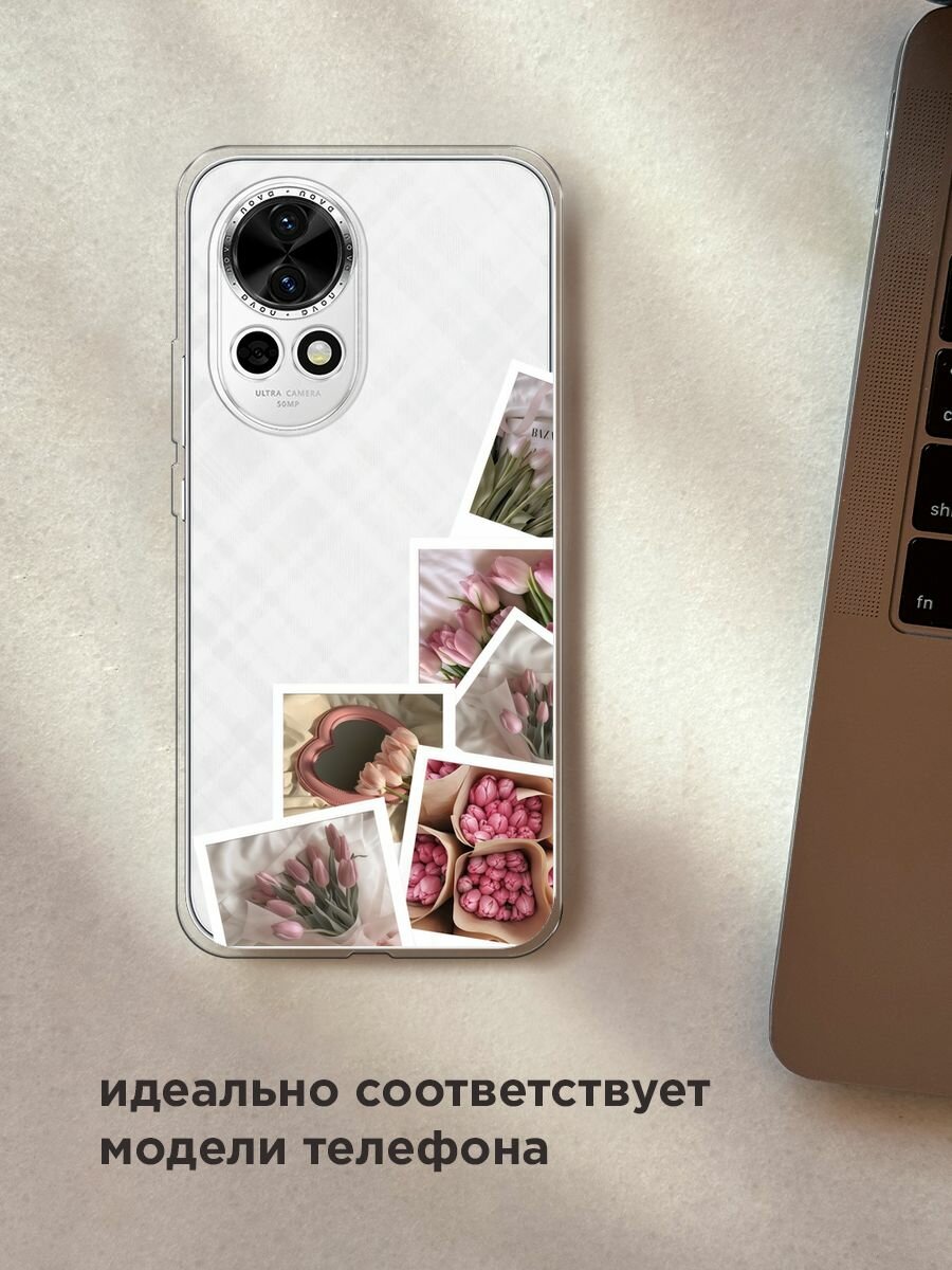 Чехол на Huawei Nova 12/Nova13 / Хуавей Нова 12/Нова 13 с принтом "Весенние фото - 8 марта", прозрачный — фото 1