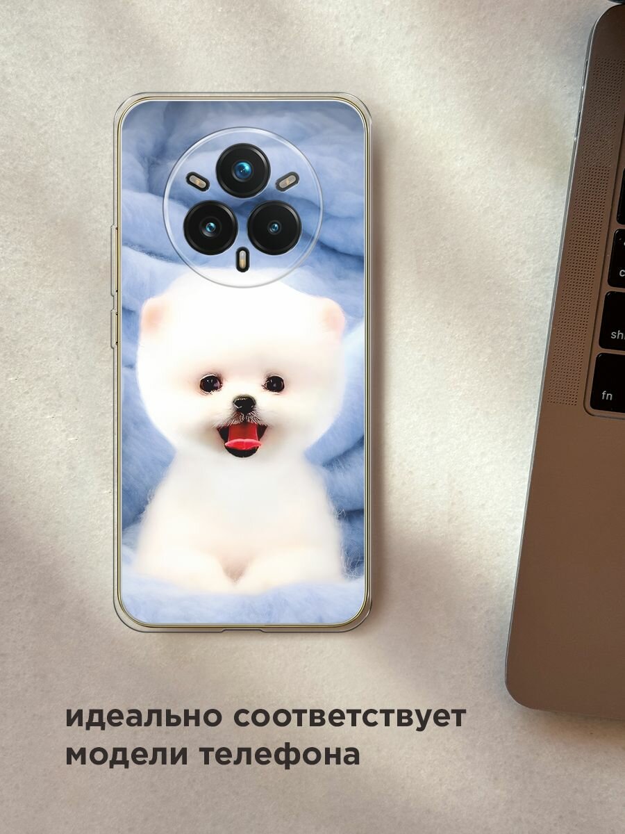 Чехол на Realme 14 Pro+ / Реалми 14 Про+ с принтом Белый пёсик — фото 1