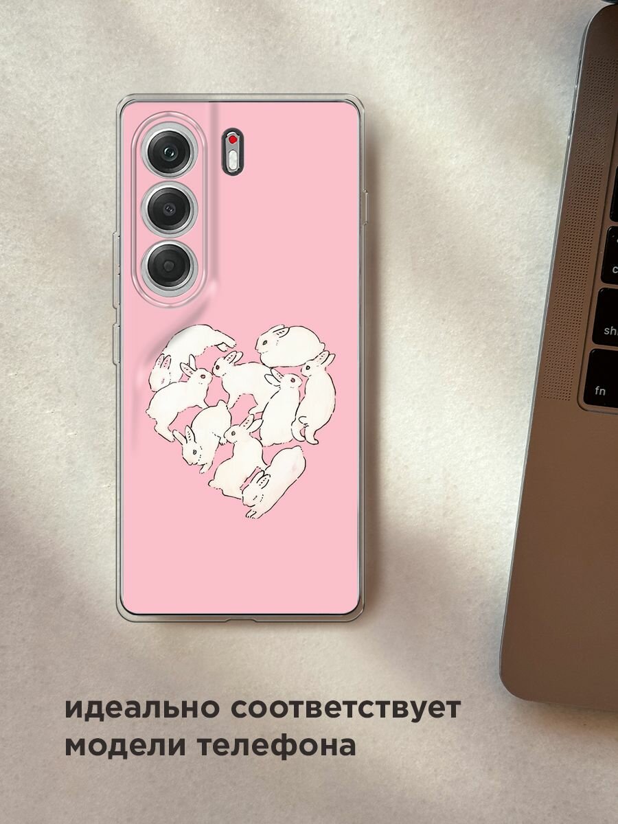 Чехол на Tecno Camon 40 / Текно Камон 40 с принтом "Сердечко из кроликов 1 - 8 марта" — фото 1