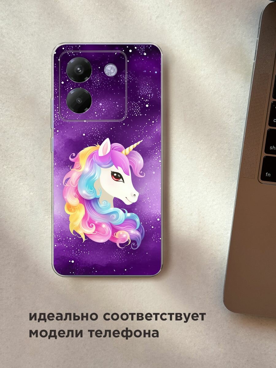 Чехол на Poco M7 Pro / Поко М7 Про с принтом "Кудрявый единорог" — фото 1
