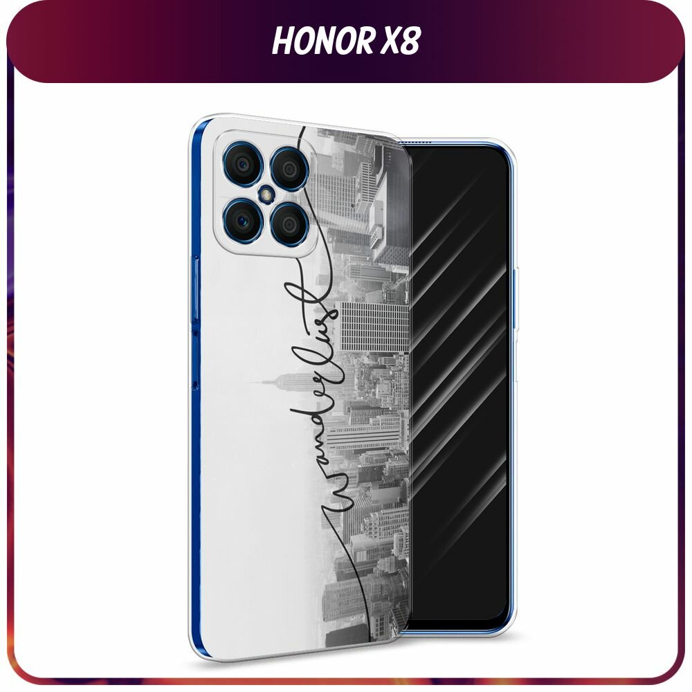 Силиконовый чехол на Honor X8 / Хуавей X8 с принтом "Черно город"