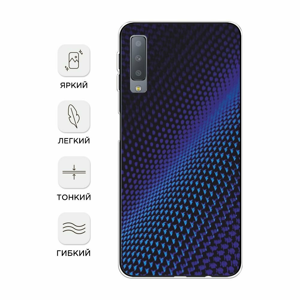 Чехол на Samsung Galaxy A7 2018 / Самсунг Галакси А7 2018 с принтом "Синий карбон" — фото 1