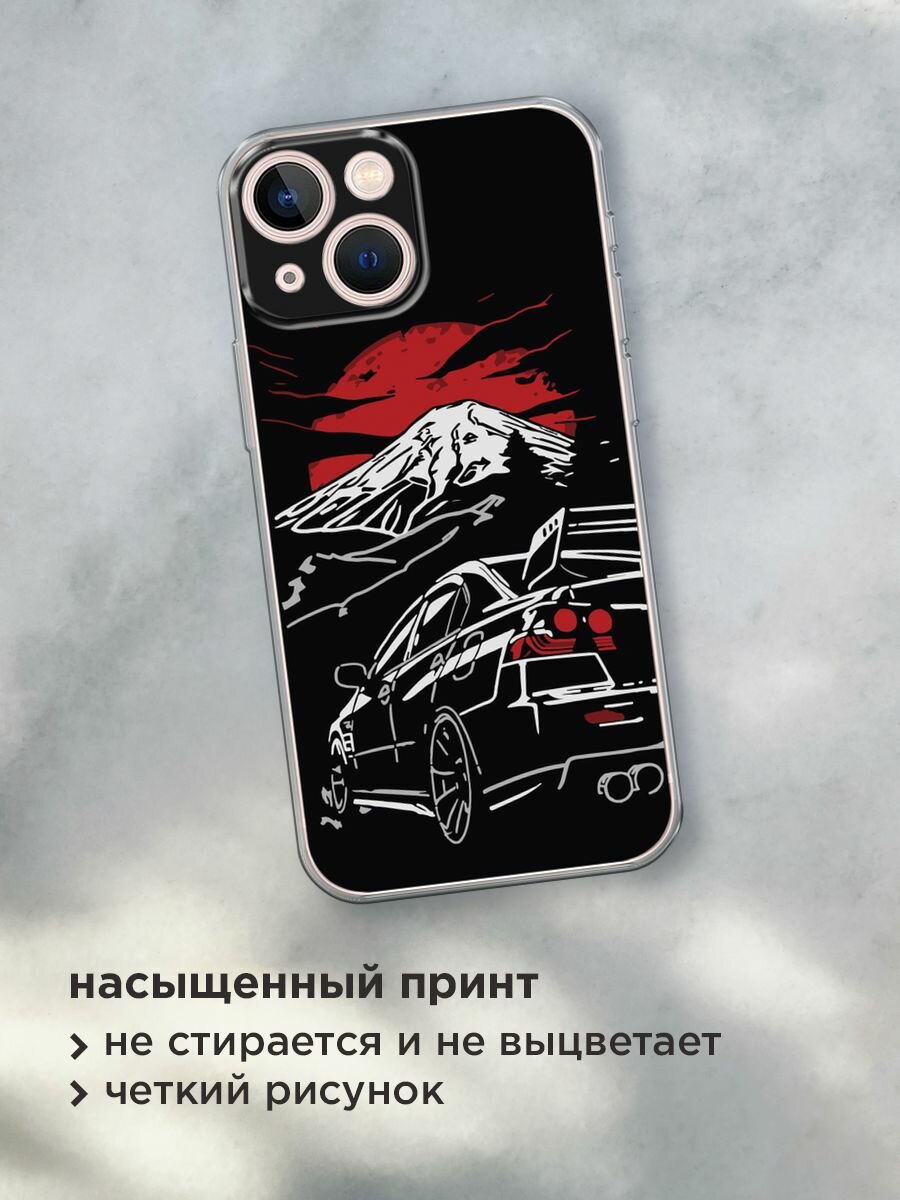 Чехол на Apple iPhone 13 mini / Айфон 13 мини с принтом "Машина в горах JDM" — фото 1