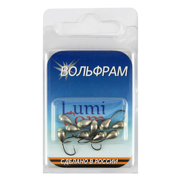 Мормышка вольфрамовая LumiCom "Капля с отверстием" (Никель) с фосфорной каплей, d=4 мм