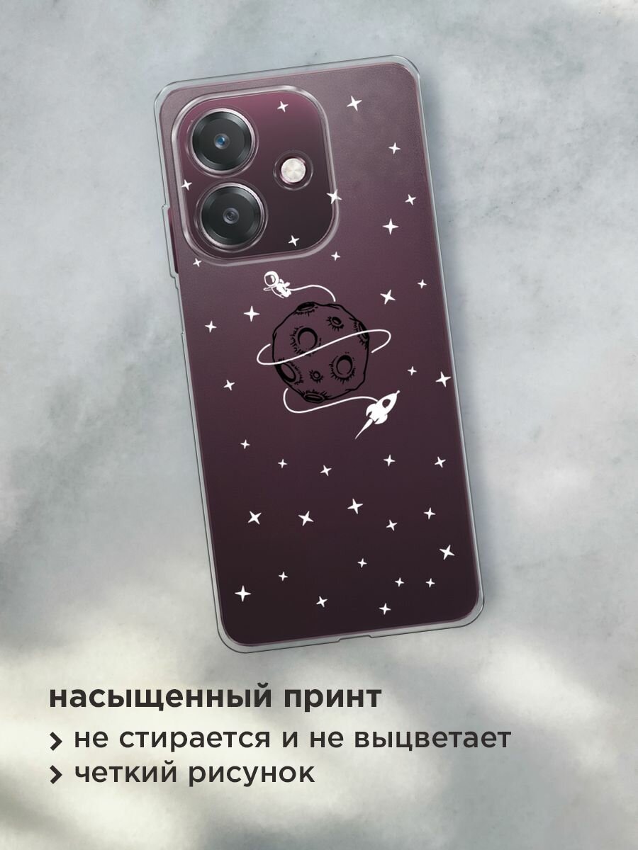 Чехол на Oppo A3/A3x / Оппо А3/A3x с принтом "Полет вокруг луны", прозрачный — фото 1