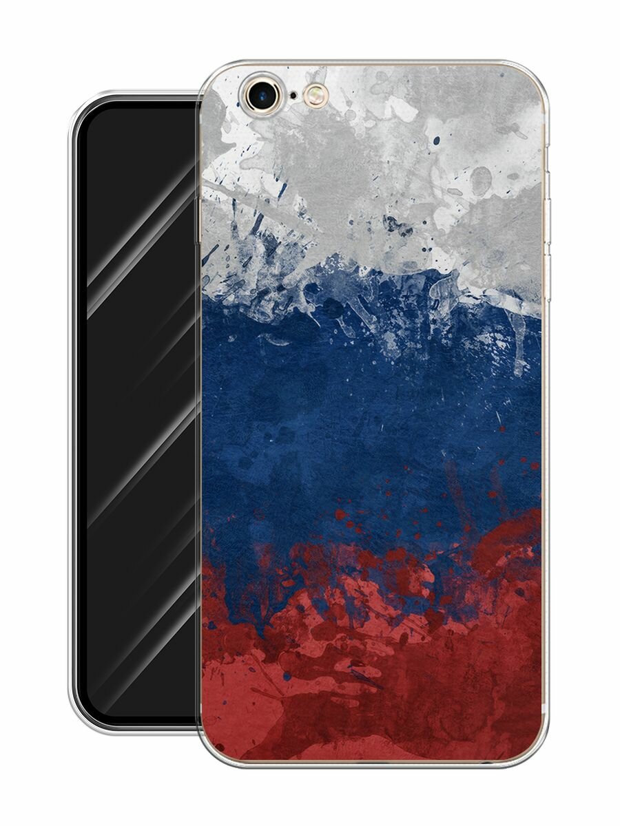Чехол на Apple iPhone 6 Plus/6S Plus / Айфон 6 Плюс/Айфон 6С Плюс с принтом "Флаг России неровный" — фото 1