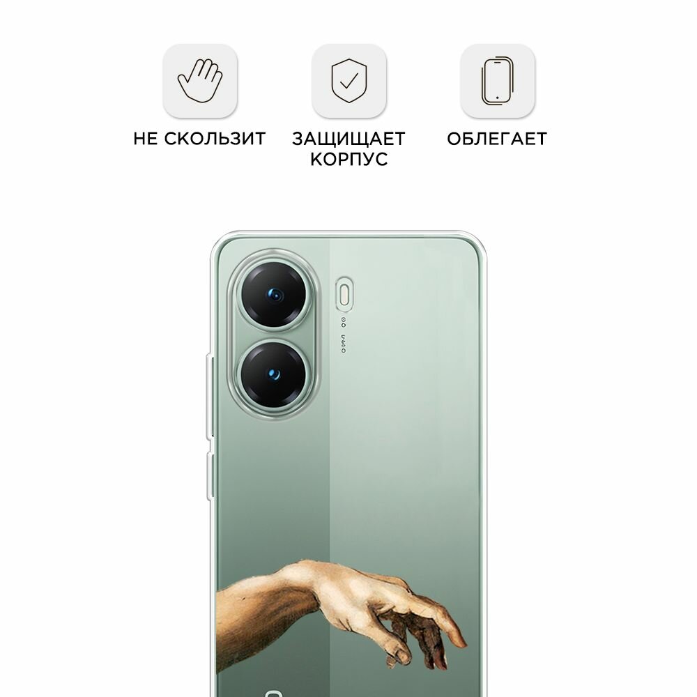Чехол на Poco X7 Pro / Поко X7 Про с принтом Creazione di Adamo 1, прозрачный — фото 1