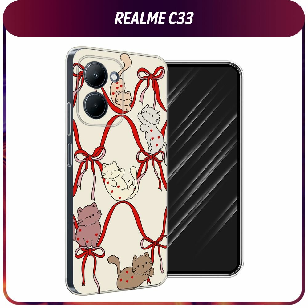 Чехол на Realme C33 / Реалми С33 с принтом "Котики в ленточках 1"