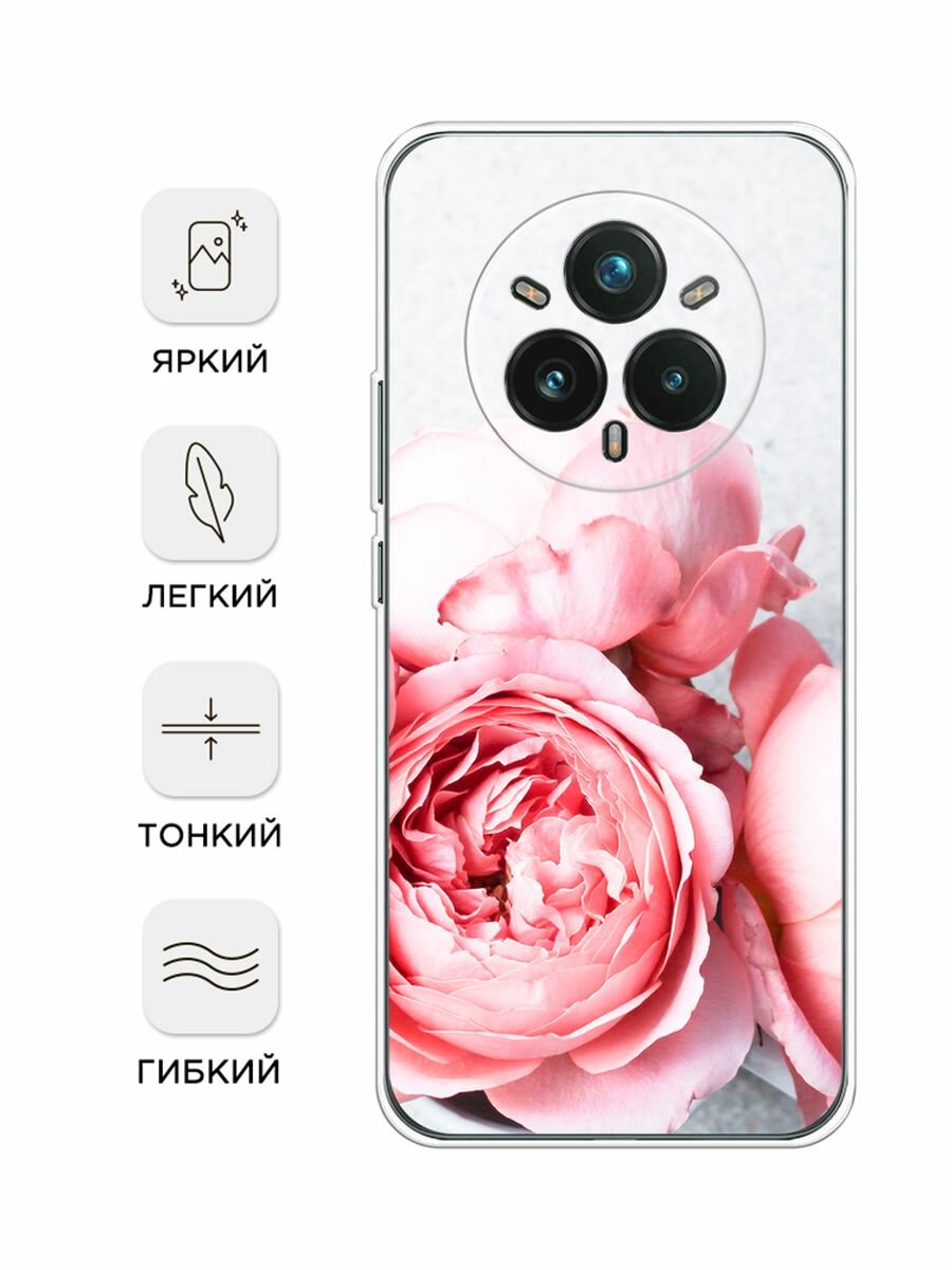 Чехол на Realme 14 Pro / Реалми 14 Про с принтом "Пионы на белом" — фото 1