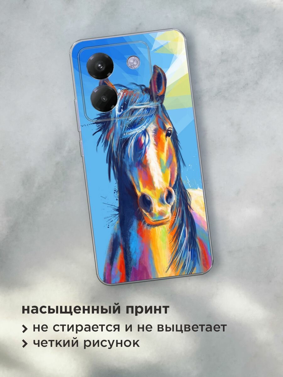 Силиконовый чехол на Poco M7 Pro / Поко М7 Про с принтом "Лошадь арт 3" — фото 1