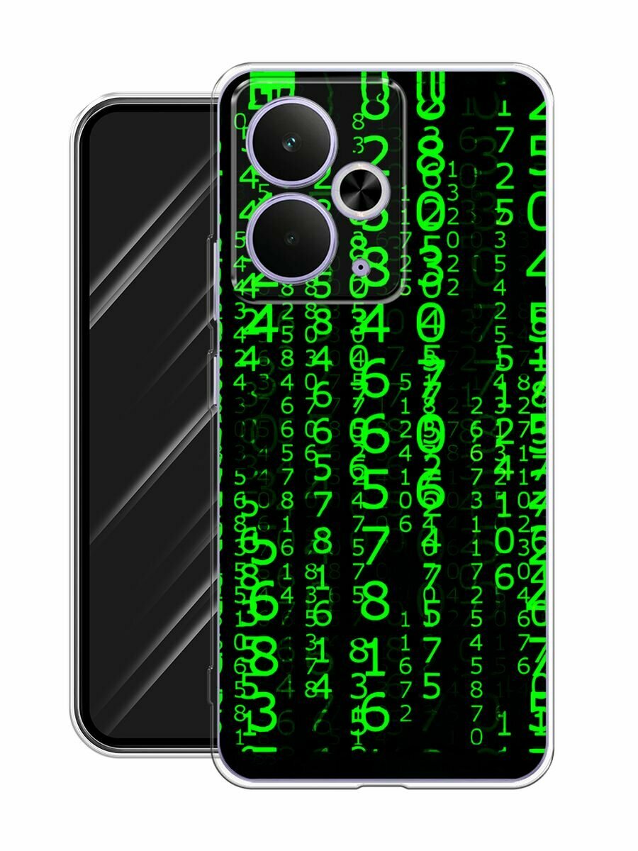 Силиконовый чехол на Realme 14T / Реалми 14Т с принтом "Цифры матрицы" — фото 1