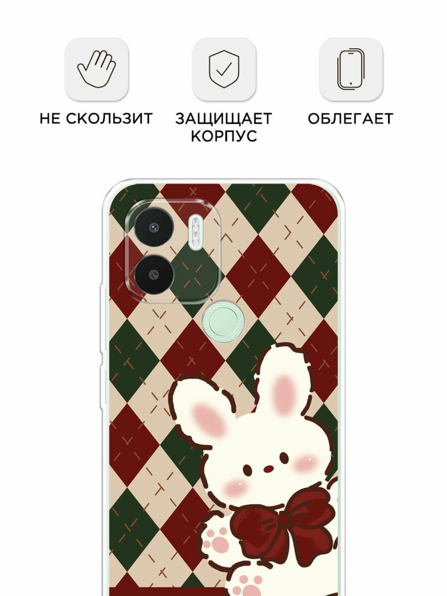 Чехол на Xiaomi Redmi A1+/Redmi A2+/Poco C51/C50 / Редми A1+ с принтом Праздничный кролик — фото 1