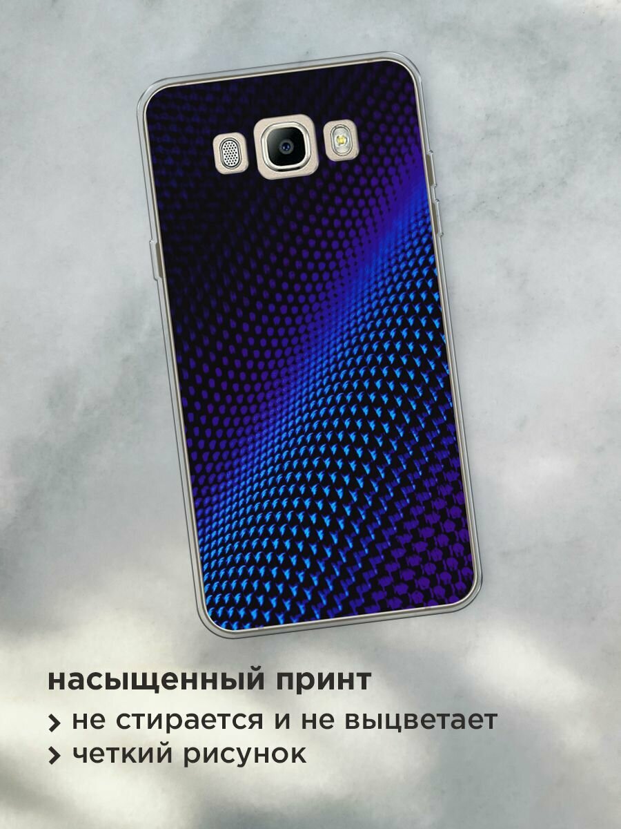 Чехол на Samsung Galaxy J7 2016 / Самсунг Галакси Джей 7 2016 с принтом "Синий карбон" — фото 1