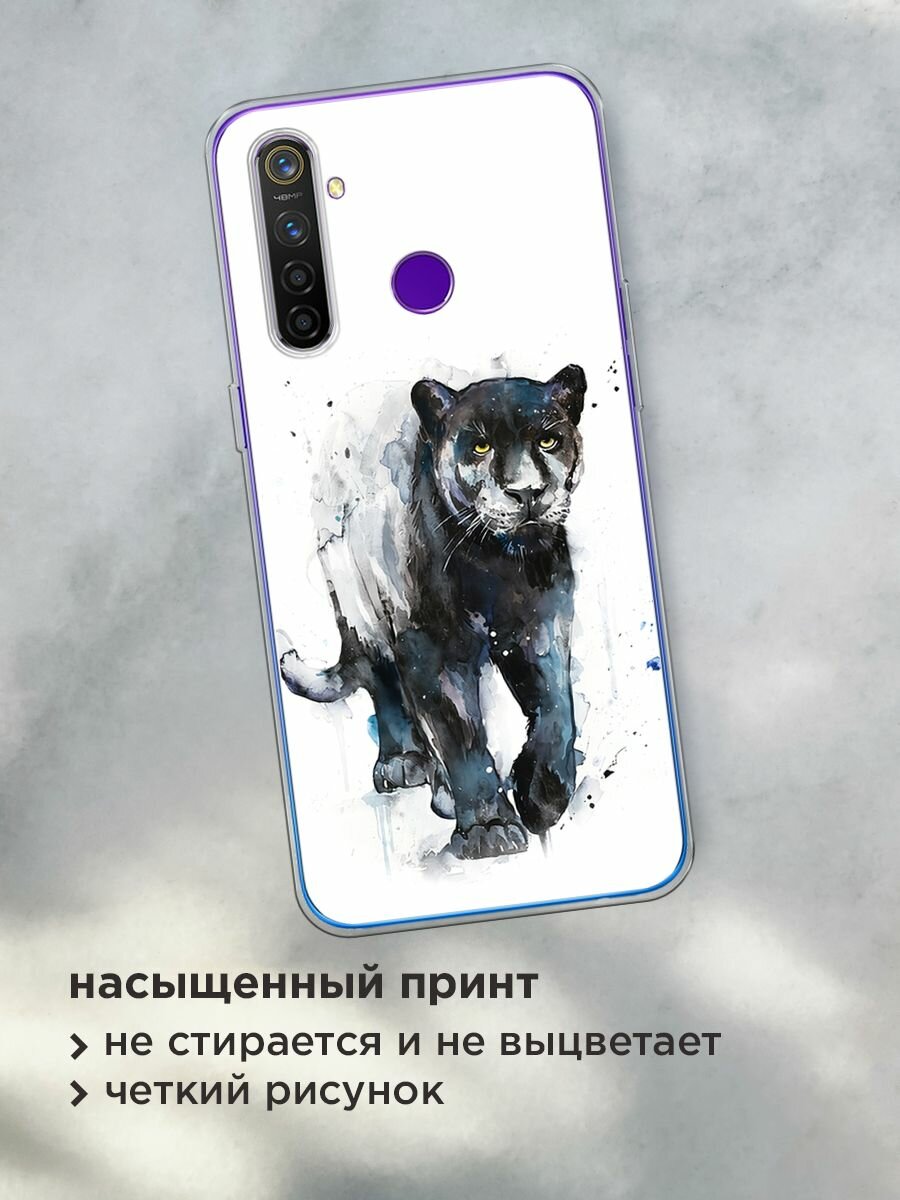Чехол на Realme 5 Pro / Реалми 5 Про с принтом "Пантера арт 3" — фото 1