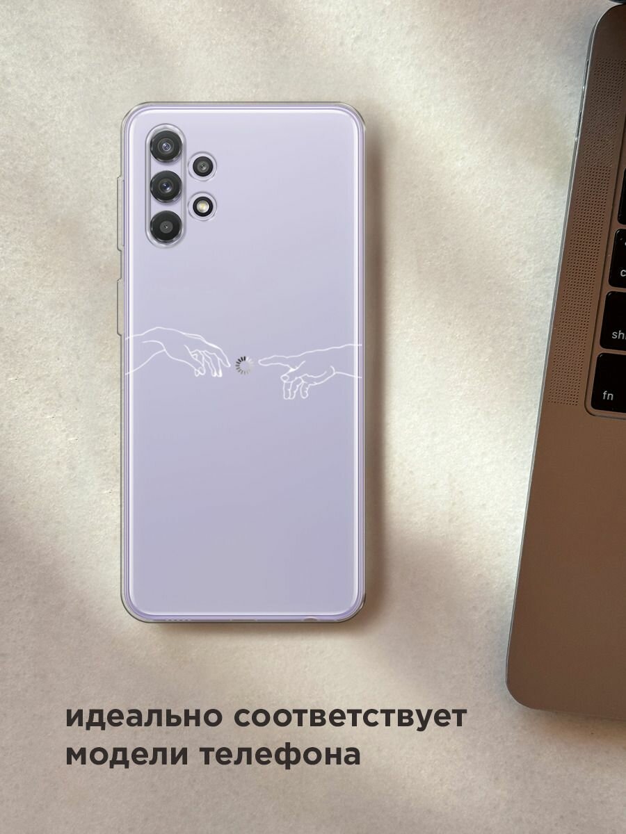Чехол на Samsung Galaxy A32 / Самсунг Галакси А32 с принтом "Загрузка творения", прозрачный — фото 1