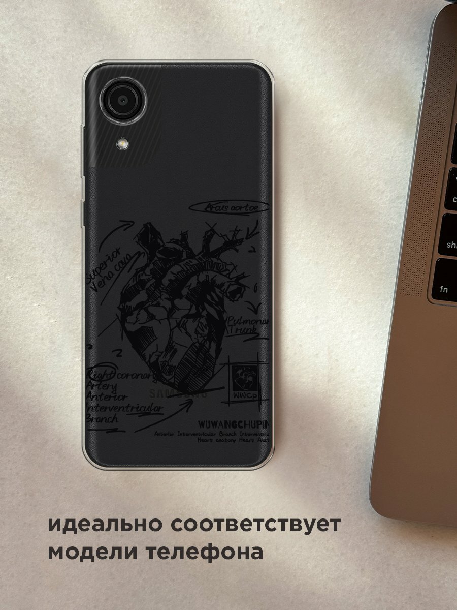 Чехол на Samsung Galaxy A03 Core / Самсунг Галакси А03 Core с принтом "Анатомическое сердце 2", прозрачный — фото 1