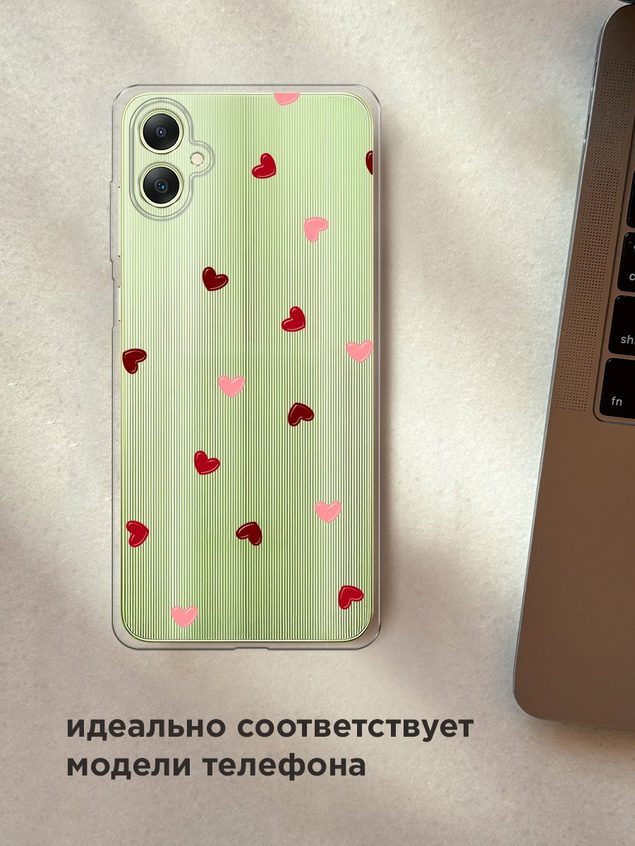 Чехол на Samsung Galaxy A06 / Самсунг Галакси А06 с принтом "Бордовые сердечки 2" — фото 1