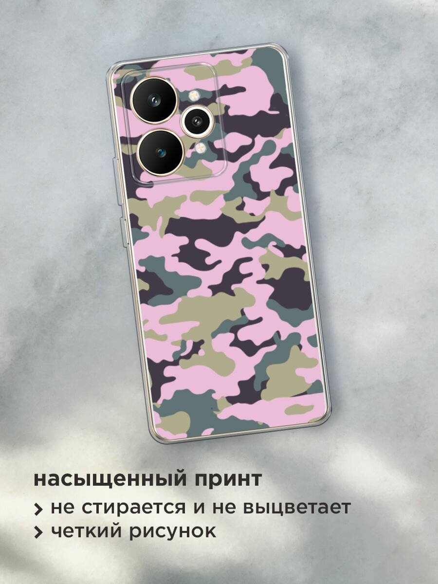 Чехол на Realme 15 / Реалми 15 с принтом "Камуфляж розовый - 23 февраля" — фото 1